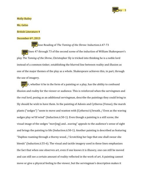 Sample Close Reading Analysis Sample Close Reading Analysis