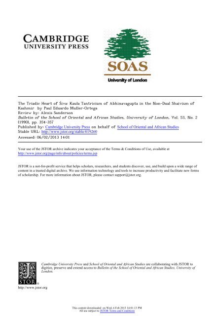 Review of: Paul Eduardo Muller-Ortega, The ... - Alexis Sanderson