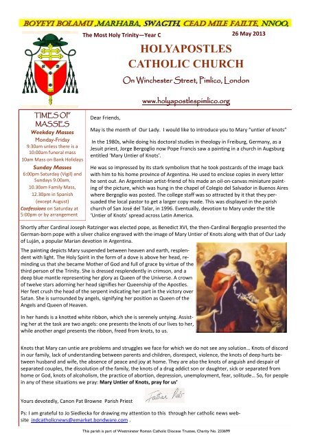 Newsletter 26 May 2013 - Holy Apostles Catholic Church