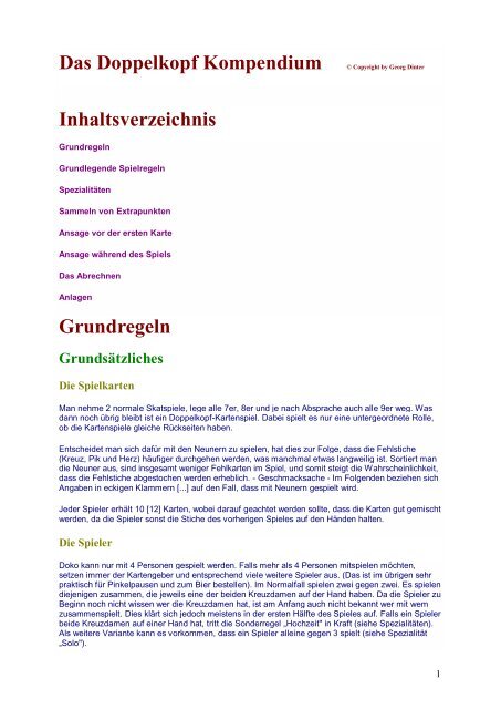 Das Doppelkopf Kompendium von Georg Dinter!