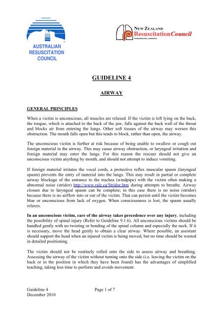Guideline 4 Airway - Australian Resuscitation Council