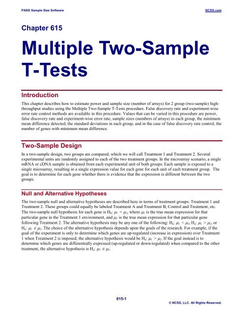 Multiple Two-Sample T-Tests