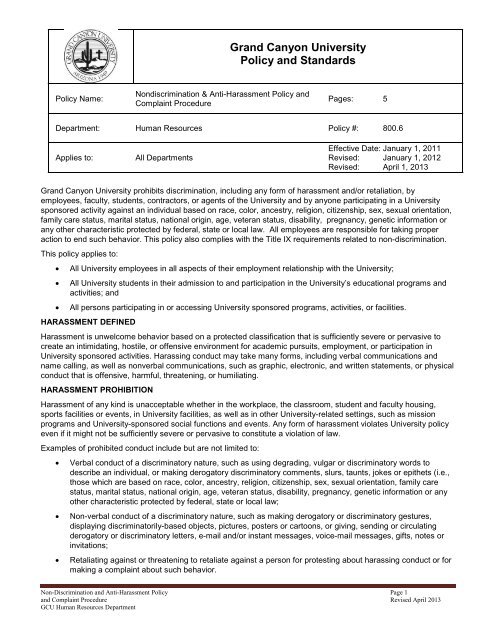 Non Discrimination Anti Harassment Policy Grand Canyon University non-discrimination-anti-harassment-policy-grand-canyon-university