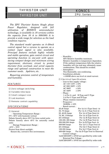 KONICS THYRISTOR UNIT KONICS