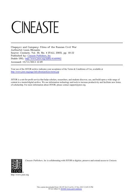 Chapayev and Company: Films of the Russian Civil War - Site BU
