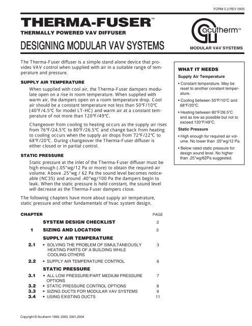 Designing Modular VAV Systems - Acutherm