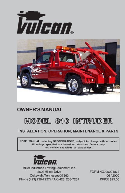 MODEL 810 INTRUDER - Purpose Wrecker Sales