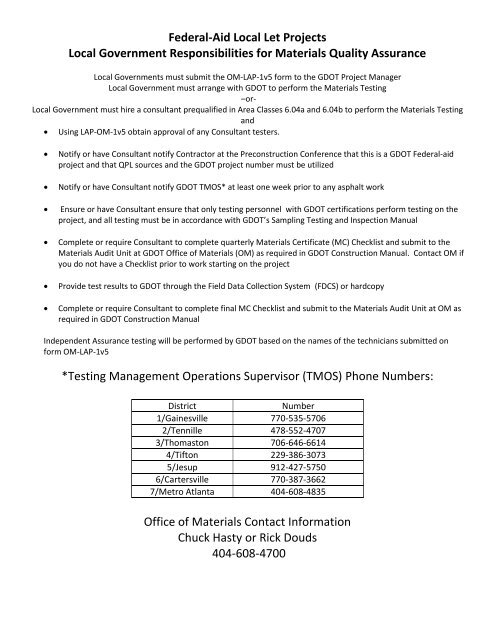 Materials Test Request Form - the GDOT