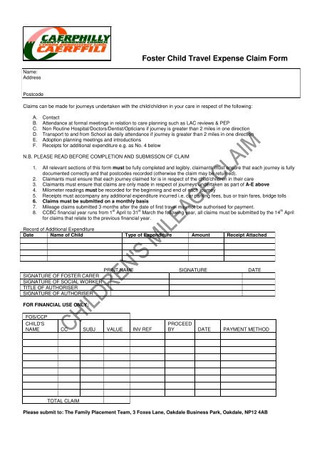 Foster Child Travel Expense Claim Form foster-child-travel-expense-claim-form