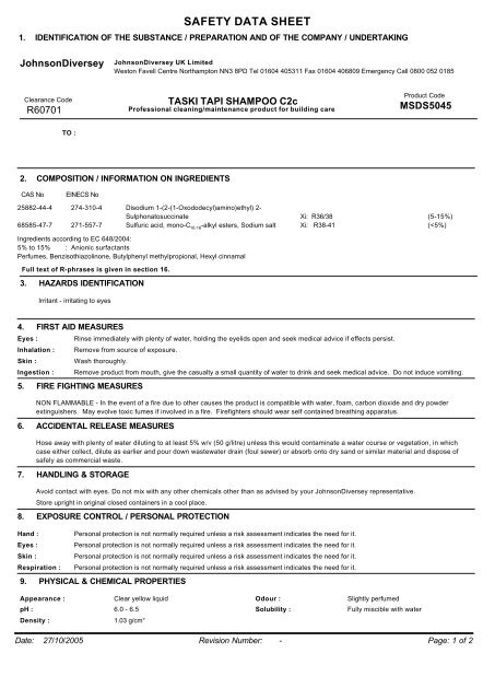 Taski Tapi Shampoo. - My Supply Chain