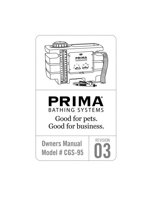 Owners Manual Model # CGS-95 - Prima Bathing Systems
