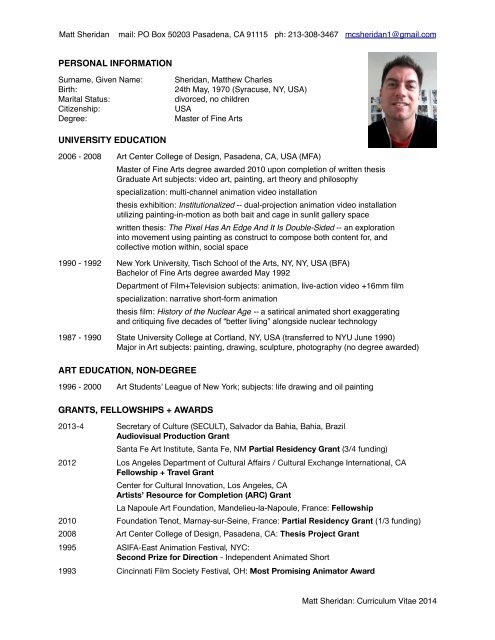 CV pdf - Matt Sheridan