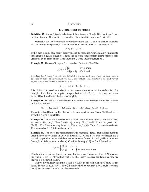 4. Countable and uncountable Definition 32. An set Ω ... - Mathematics