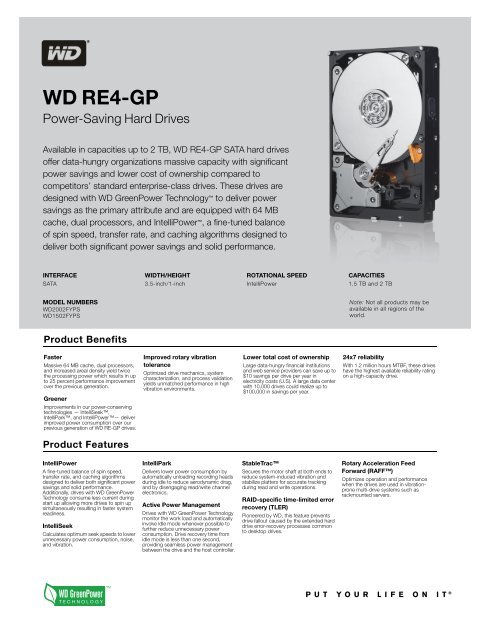 WD RE4-GP Series Disti Spec Sheet - Western Digital