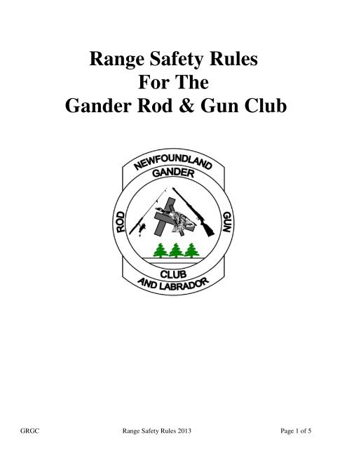 Range Safety Rules - Gander Rod And Gun Club