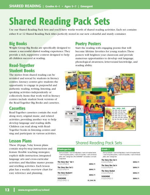 Shared Reading Pack Sets - McGraw-Hill Ryerson