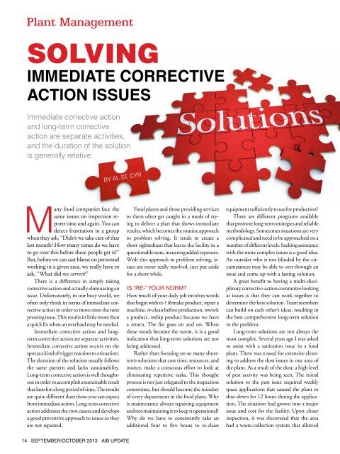 Solving Immediate Corrective Action Issues