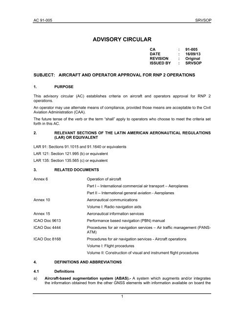 ADVISORY CIRCULAR - ICAO