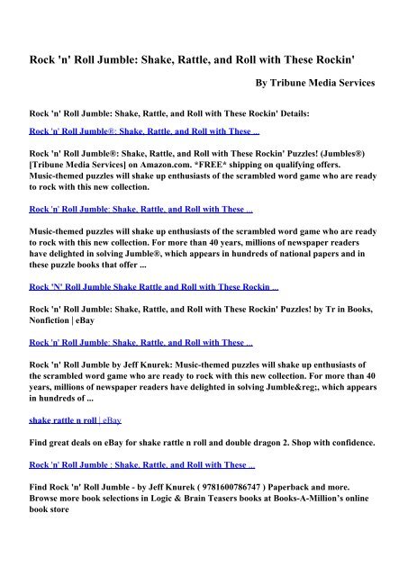 'n' Roll Jumble: Shake, Rattle, and Roll with These Rockin'