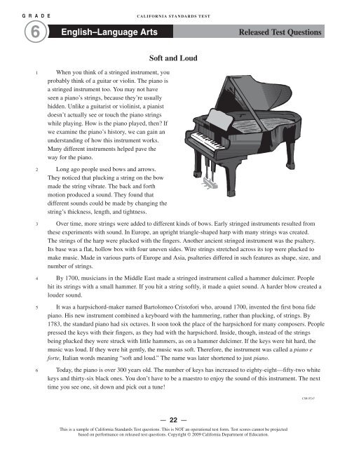 CST 2008 Released Test Questions, Grade 6 English-Language Arts