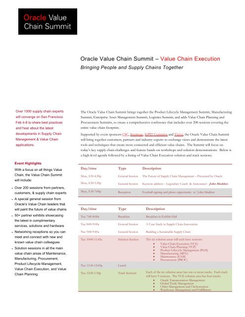 Value Chain Execution - Oracle