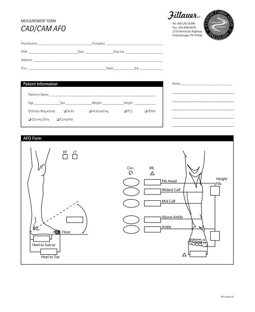 MEASUREMENT FORMCAD/CAM A