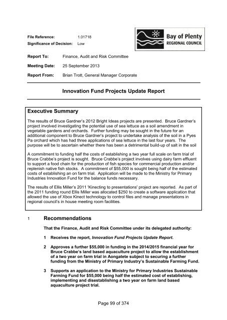 Innovation Fund Projects Update Report Executive Summary ...