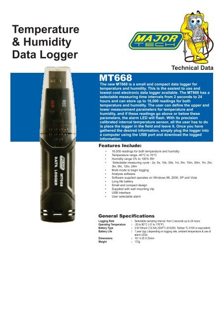 Temperature & Humidity Data Logger - Major Tech