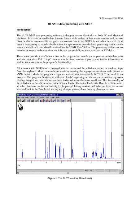 1D NMR data processing with NUTS