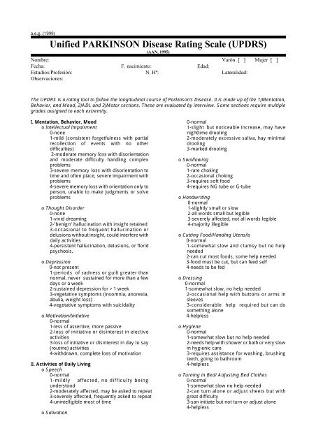 Unified PARKINSON Disease Rating Scale ... - Neuropsicol.org
