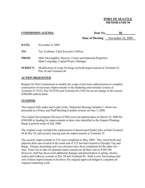 DRAFT REVISED MEMO - Port of Seattle