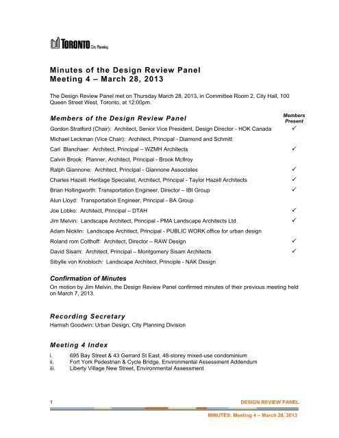 Minutes of the Design Review Panel Meeting 4 ... - City of Toronto
