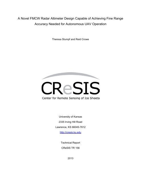 A Novel FMCW Radar Altimeter Design Capable of Achieving Fine ...