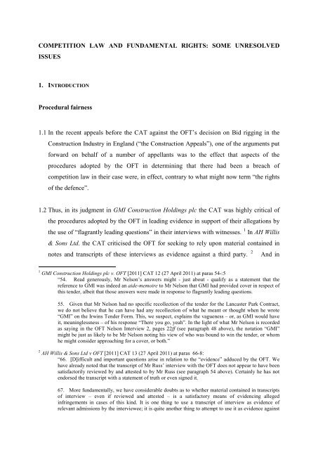 COMPETITION LAW AND FUNDAMENTAL ... - Matrix Chambers