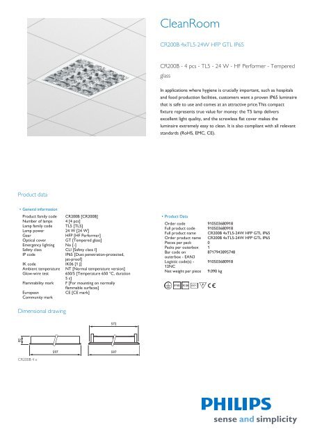 Product Leaflet: Cleanroom CR200B square recessed ... - Philips
