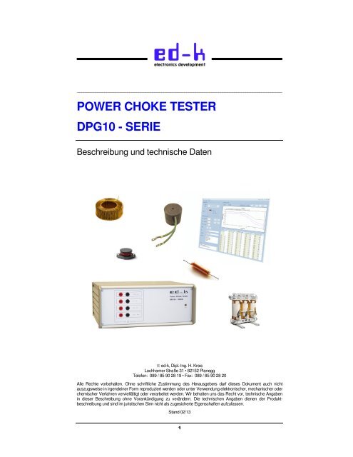 POWER CHOKE TESTER DPG10 - SERIE - Ed-K
