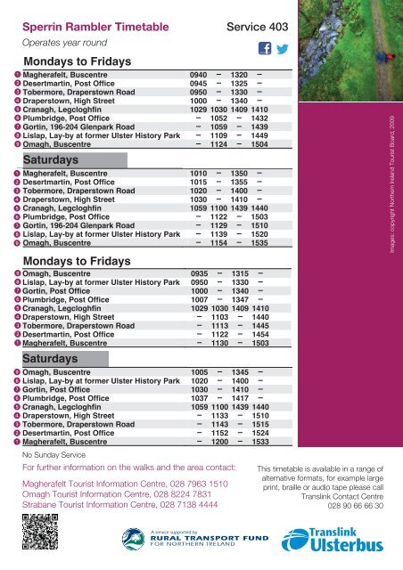 Sperrin Rambler Timetable Service 403 MSS Mondays to ... - Translink