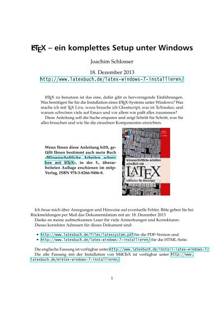 LaTeX – ein komplettes Setup unter Windows - Das LaTeX-Buch