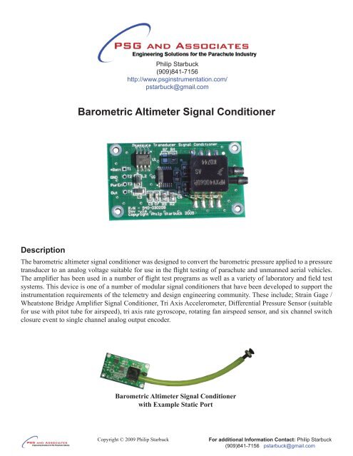 Barometric Altimeter Signal Conditioner - PSG Instrumentation
