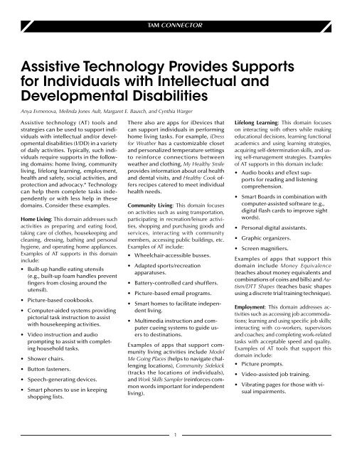 Assistive Technology for Individuals with Intellectual Disabilities ...