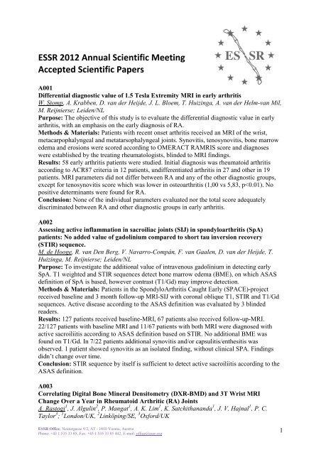 ESSR 2012 Abstracts - ESSR.org