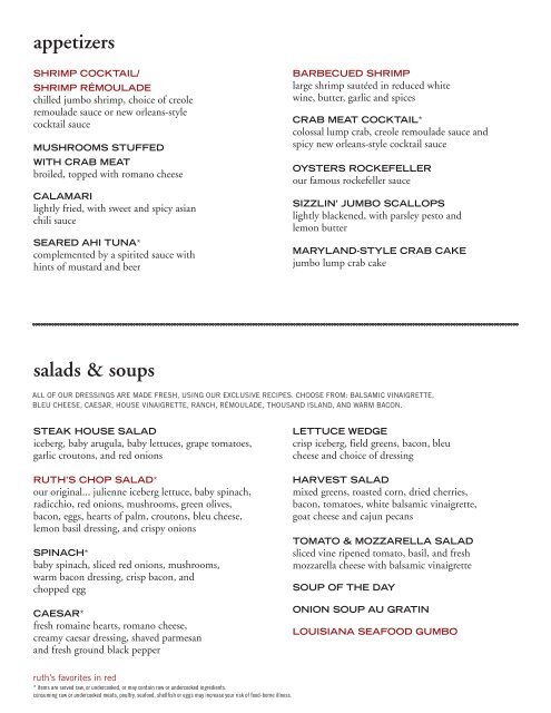 Download Menu - Ruth's Chris Steak House