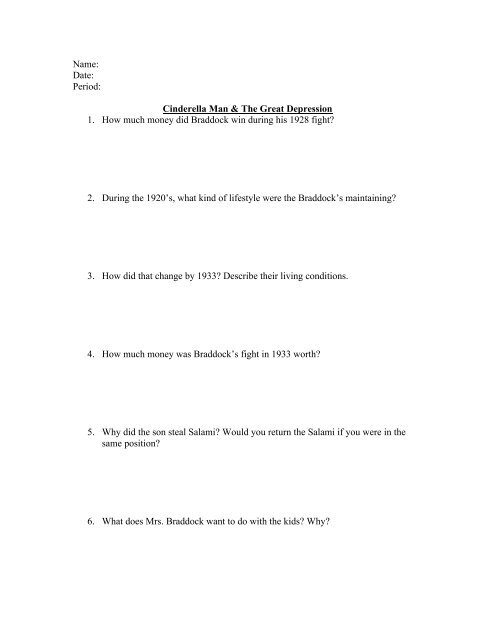 2010 US 2 - Great Depression Cinderella Man Guided Questions