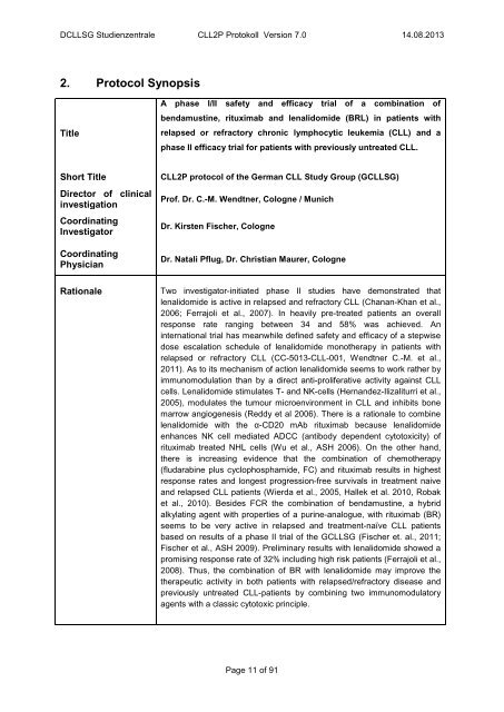 2. Protocol Synopsis - DCLLSG