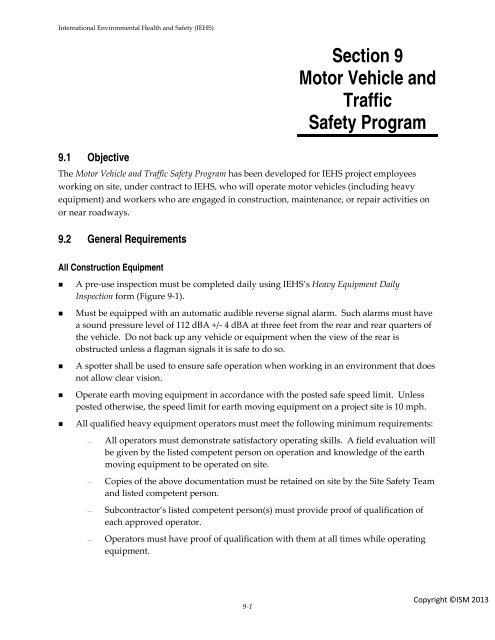 Section 9 Motor Vehicle and Traffic Safety Program