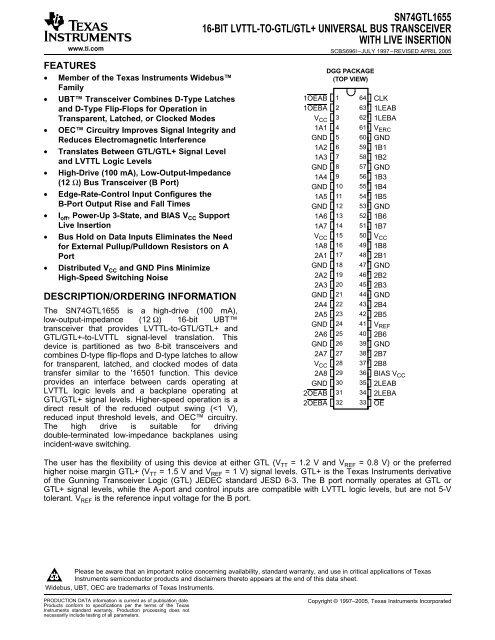 16-Bit LVTTL-to-GTL/GTL+ Universal Bus ... - Texas Instruments