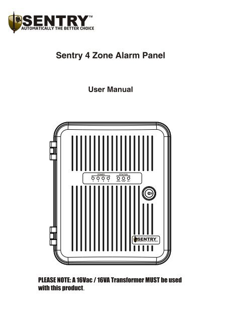 4 Zone Alarm Panel User Manual.cdr - Martin Electronics cc