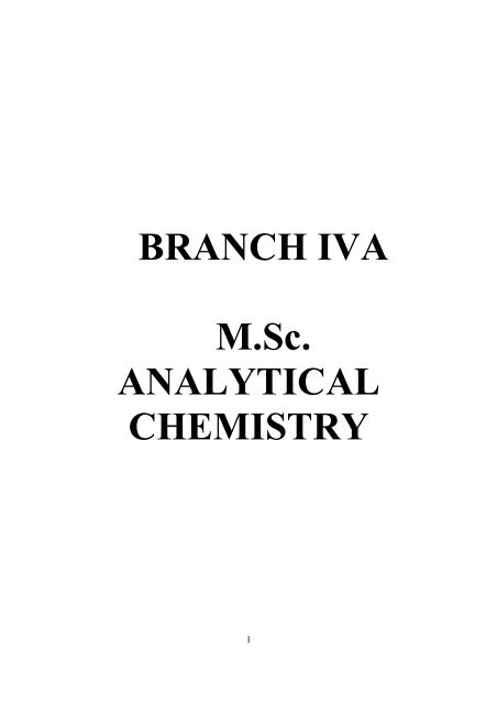 M.Sc ANALYTICAL CHEMISTRY - Mahatma Gandhi University