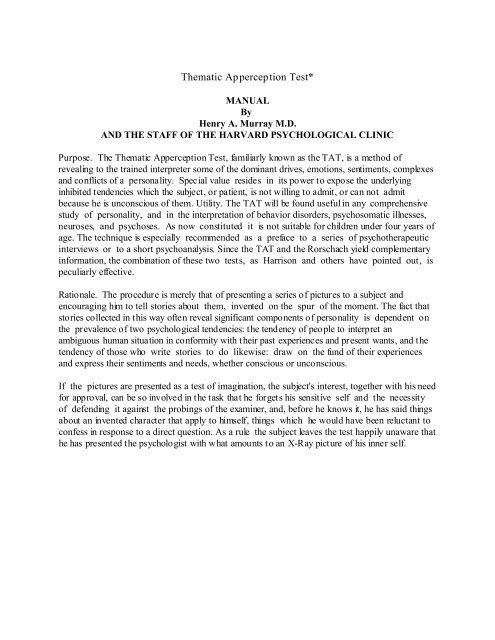 Thematic Apperception Test* - Psych 323