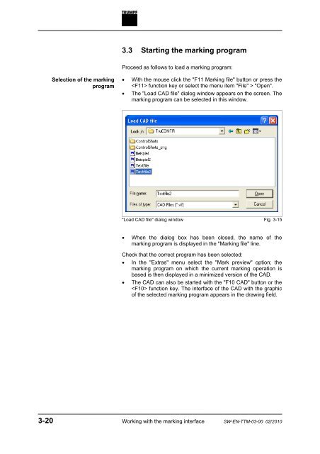 3.3 Starting the marking